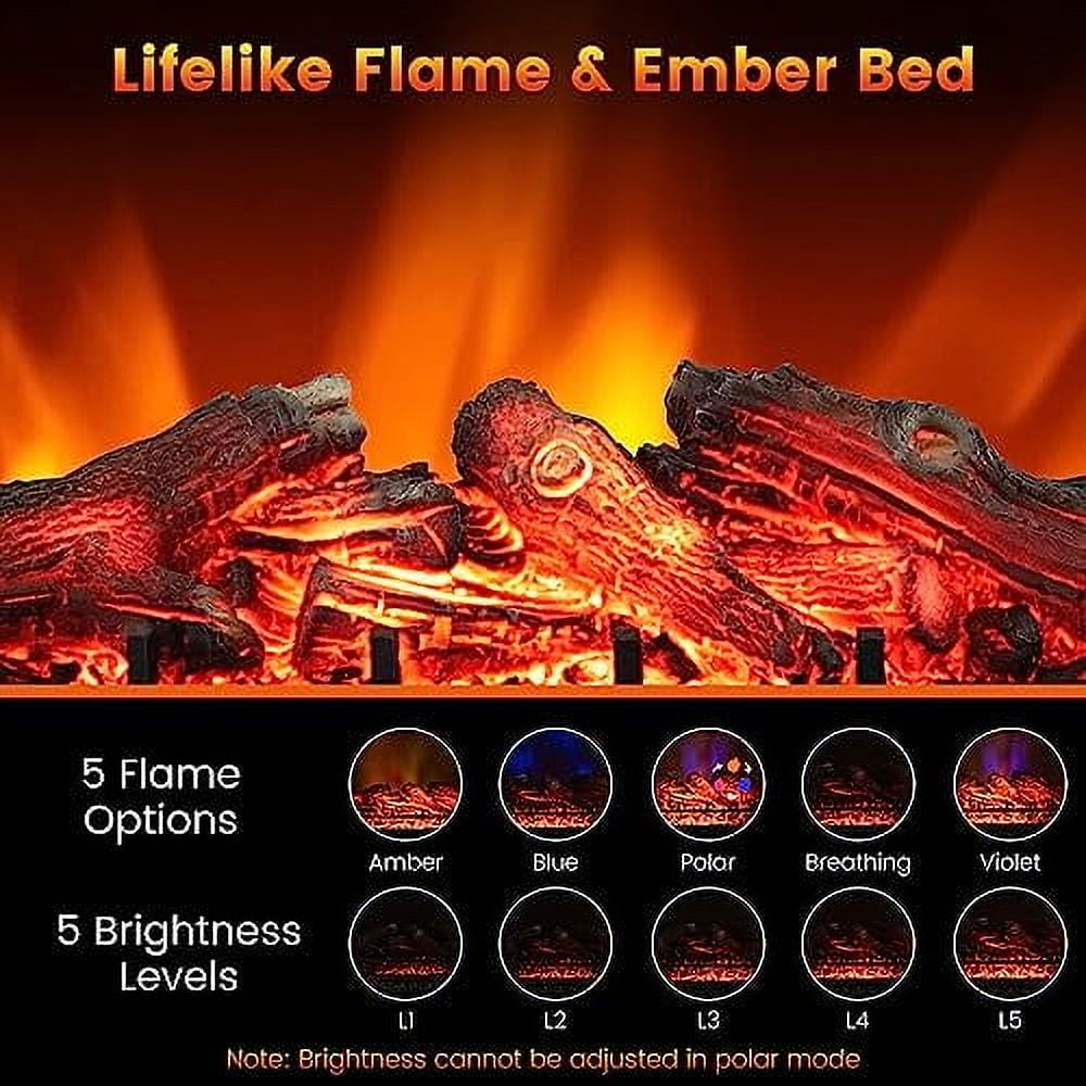 ORALNER 26-Inch Electric Fireplace Insert Log Heater, Infrared Quartz ...