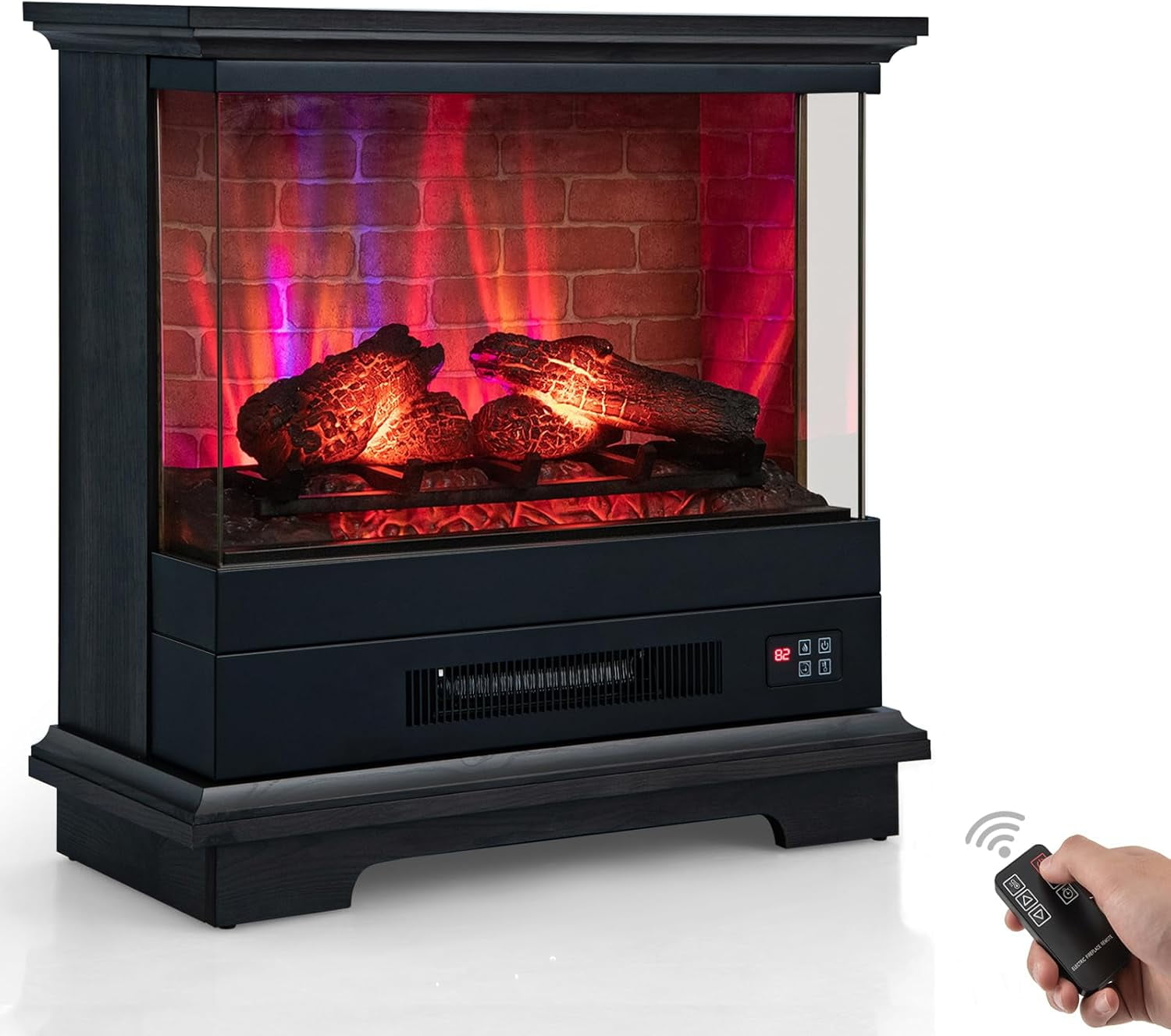 ORALNER 27” Electric Fireplace with Mantel, 3-Sided Glass View, Wooden ...