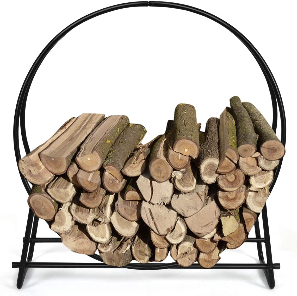 ORALNER 40” Firewood Rack Log Hoop, Round Tubular Steel Firewood ...
