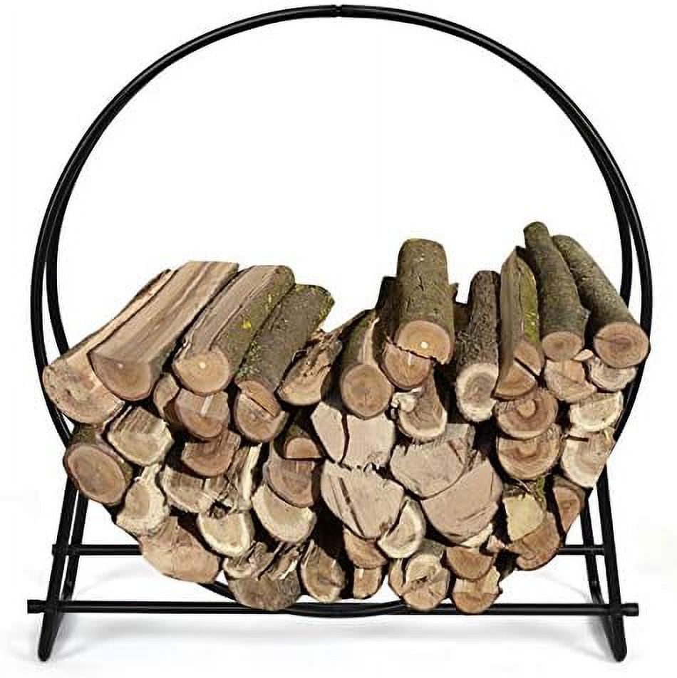 ORALNER 40” Firewood Rack Log Hoop, Round Tubular Steel Firewood ...