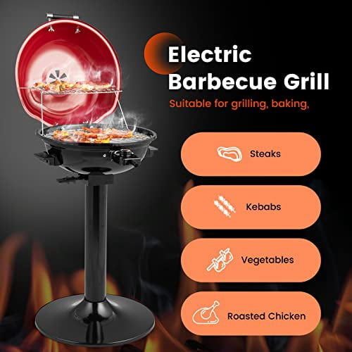 ORALNER Electric BBQ Grill with Stand, Warming Rack & Drip Tray, 15 ...