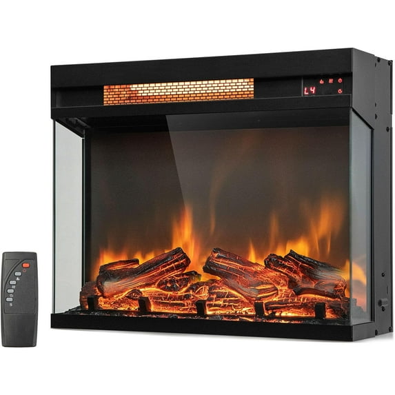ORALNER Electric Fireplace Insert 23 Inch, 3-Sided Glass Fireplace ...