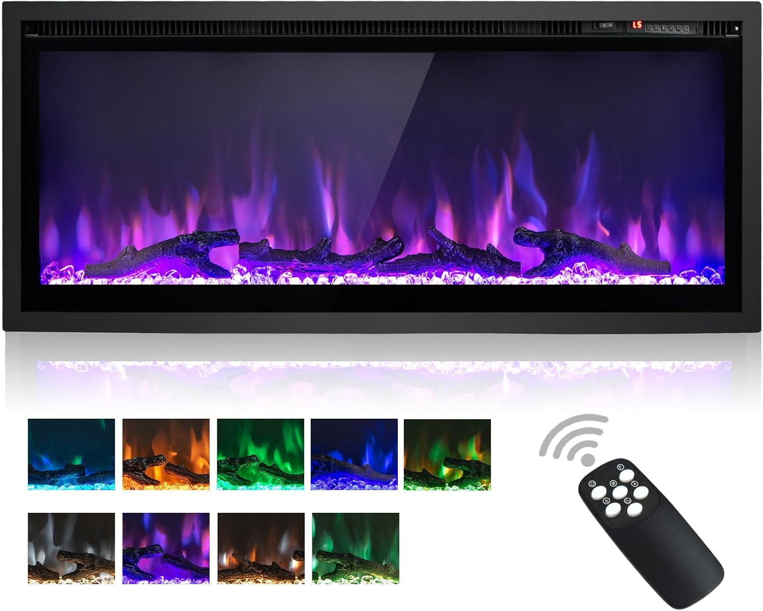 ORALNER Electric Fireplace Insert 36 Inch Wide, Recessed & Wall-Mounted ...