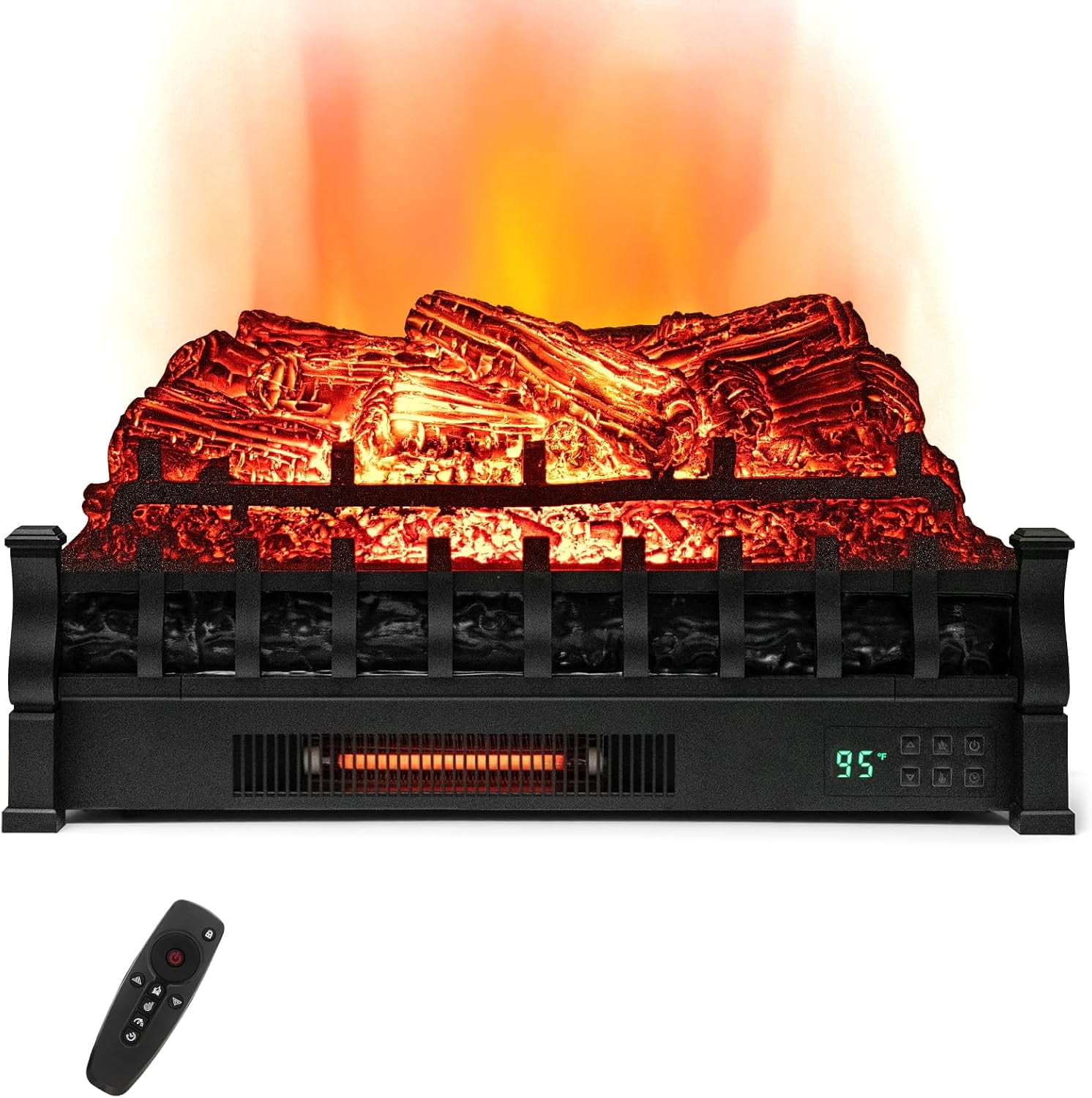 ORALNER Electric Fireplace Insert Log Set, 26-Inch Infrared Quartz ...