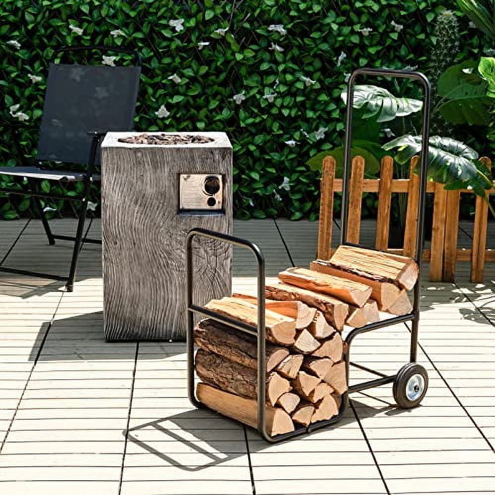 ORALNER Firewood Log Cart Carrier, 22” Fire Wood Moving Carts w/Handles ...