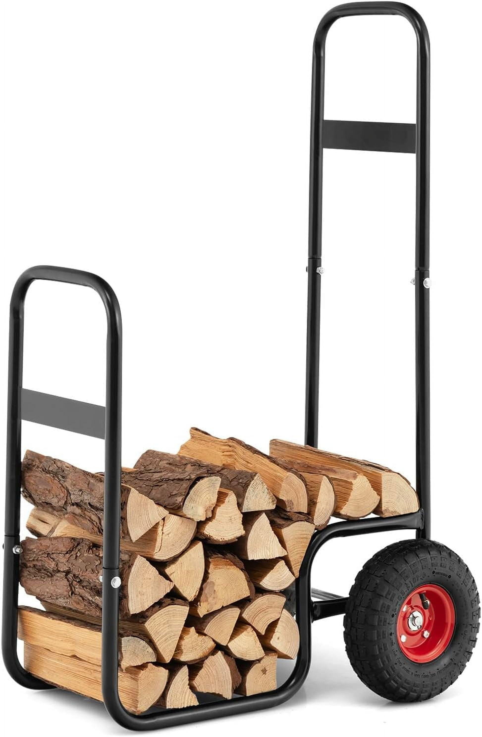 ORALNER Firewood Log Cart Carrier, 26" Fire Wood Moving Carts with ...