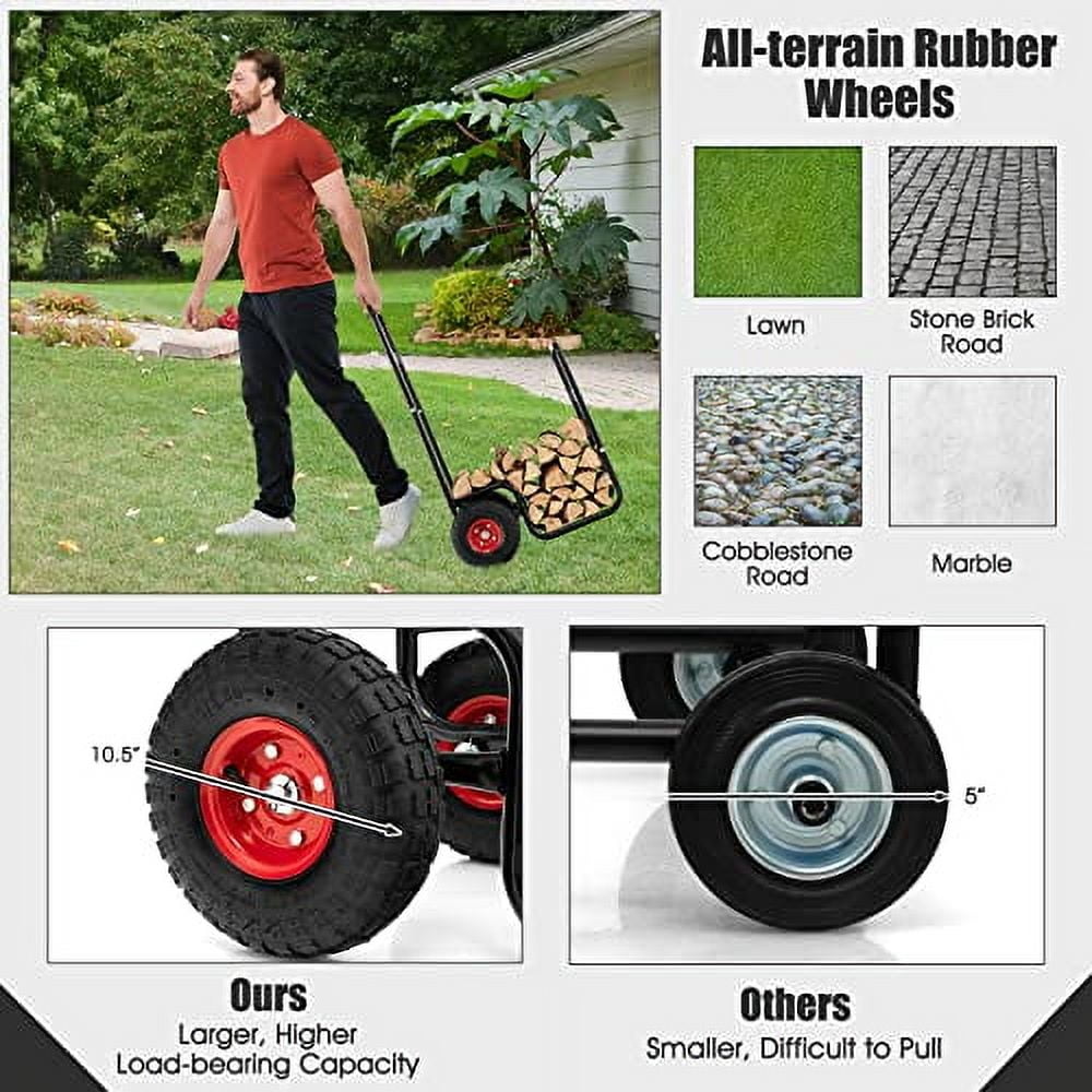 ORALNER Firewood Log Cart Carrier, 26" Fire Wood Moving Carts with ...
