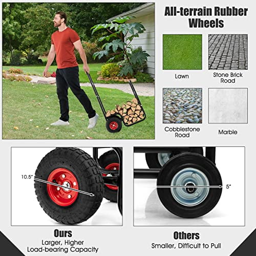 ORALNER Firewood Log Cart Carrier, 26" Fire Wood Moving Carts with ...