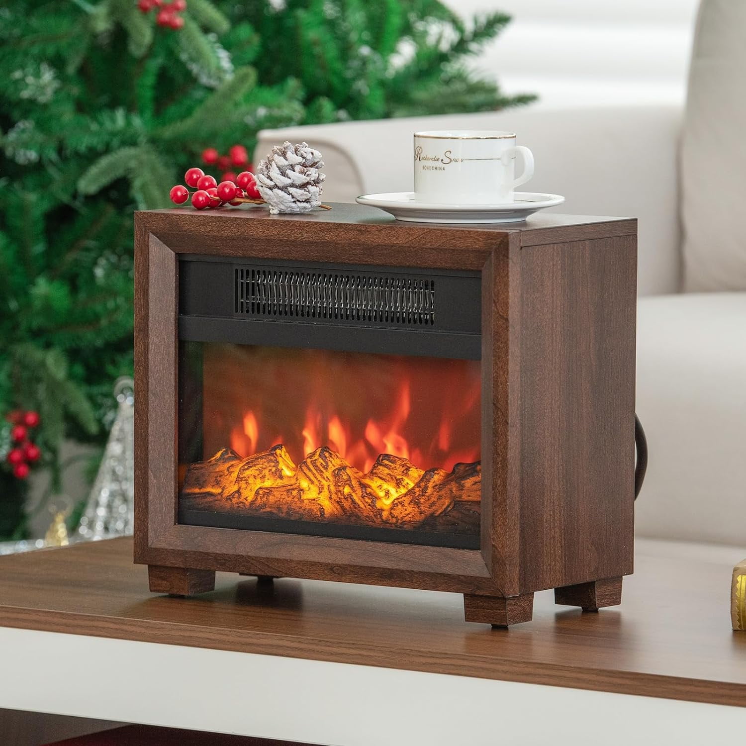 ORALNER Mini Electric Fireplace Heater for Indoor Use, 13 Inch Portable ...