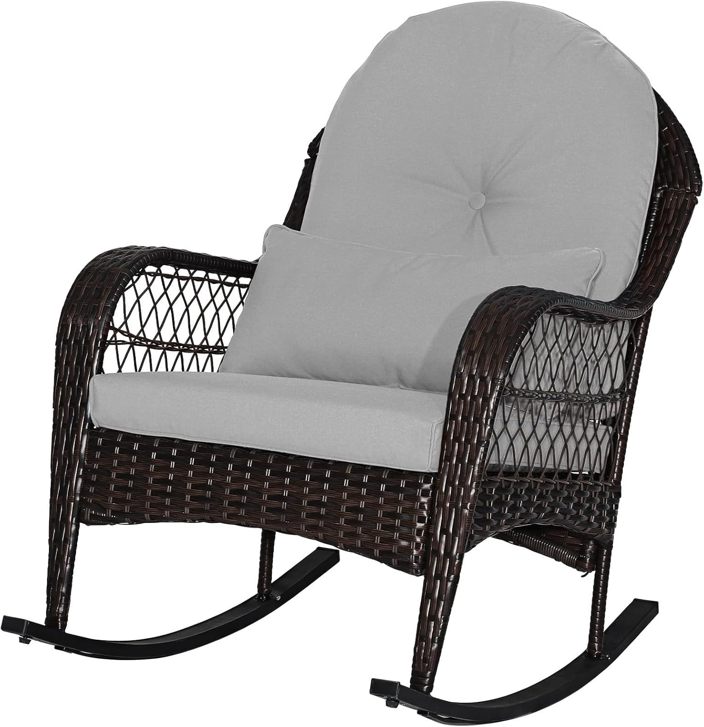 ORALNER Wicker Patio Rocking Chair, Outdoor PE Rattan Rocker with Seat ...