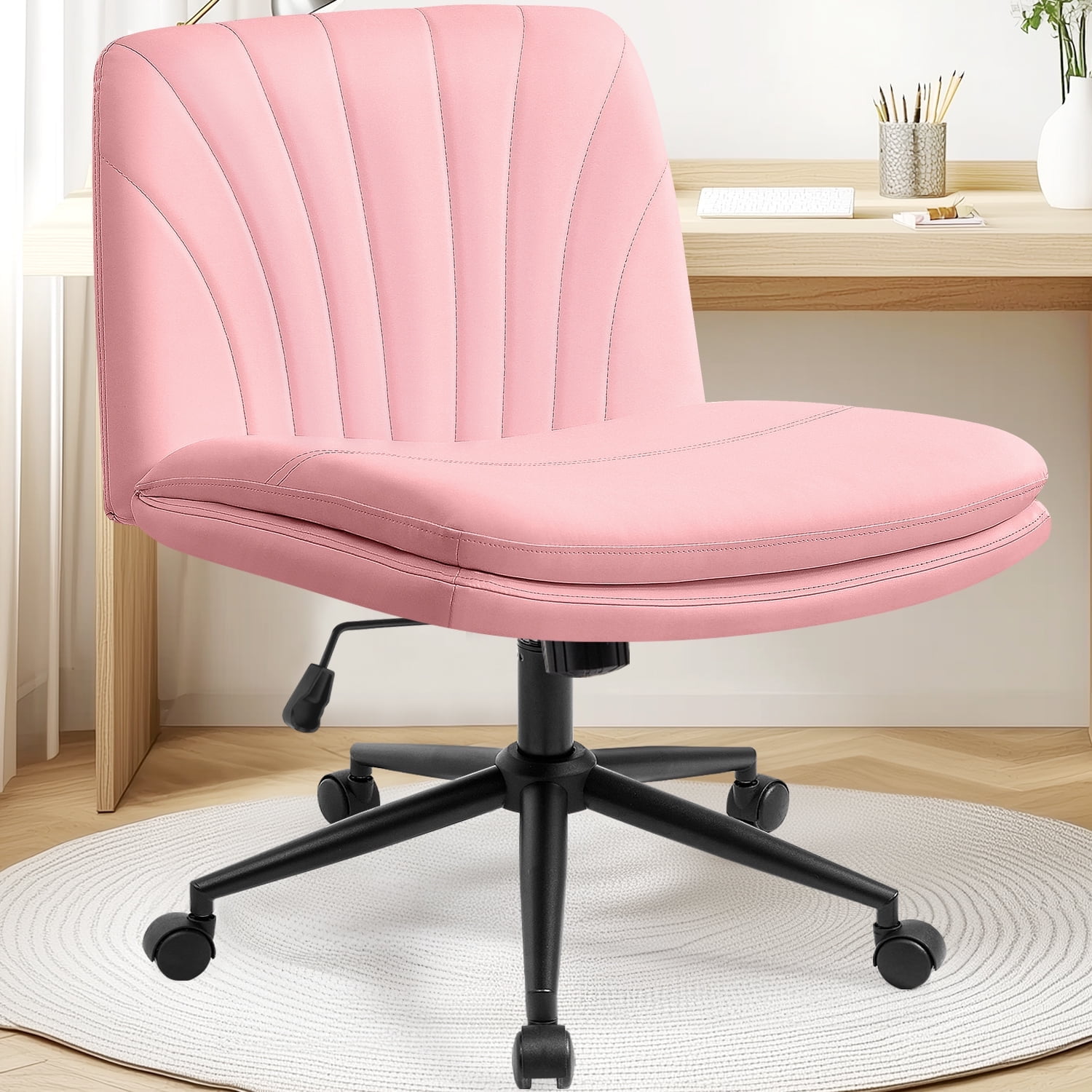 ORANGE FACTORY Chair Armless Criss Cross Legged Chair with Wheels ...