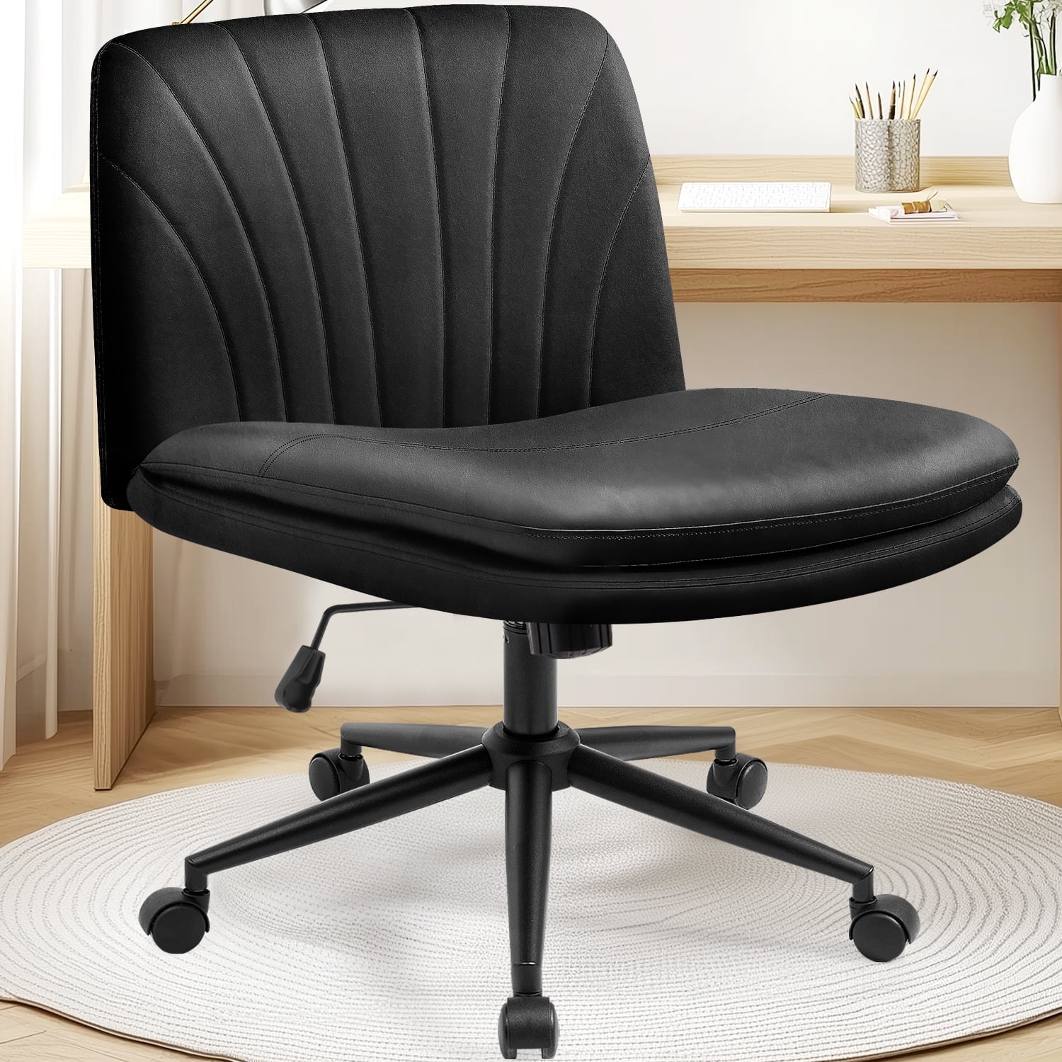 ORANGE FACTORY Chair Armless Criss Cross Legged Chair with Wheels ...