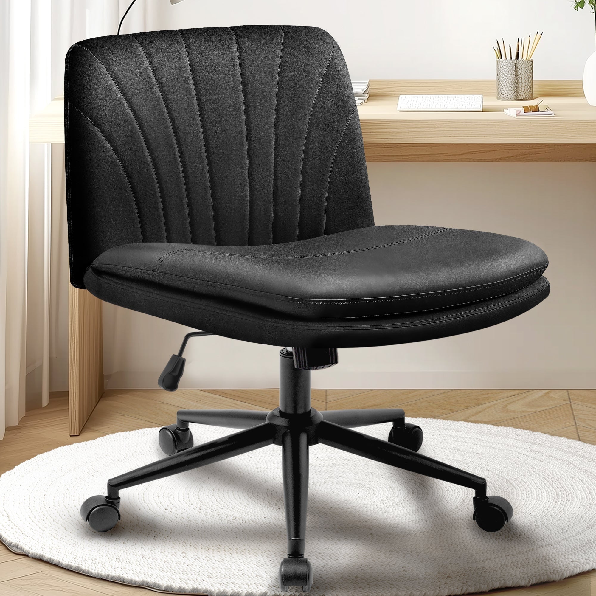Orange Factory Black Office Chair, Armless Criss Cross Legged Chair ...