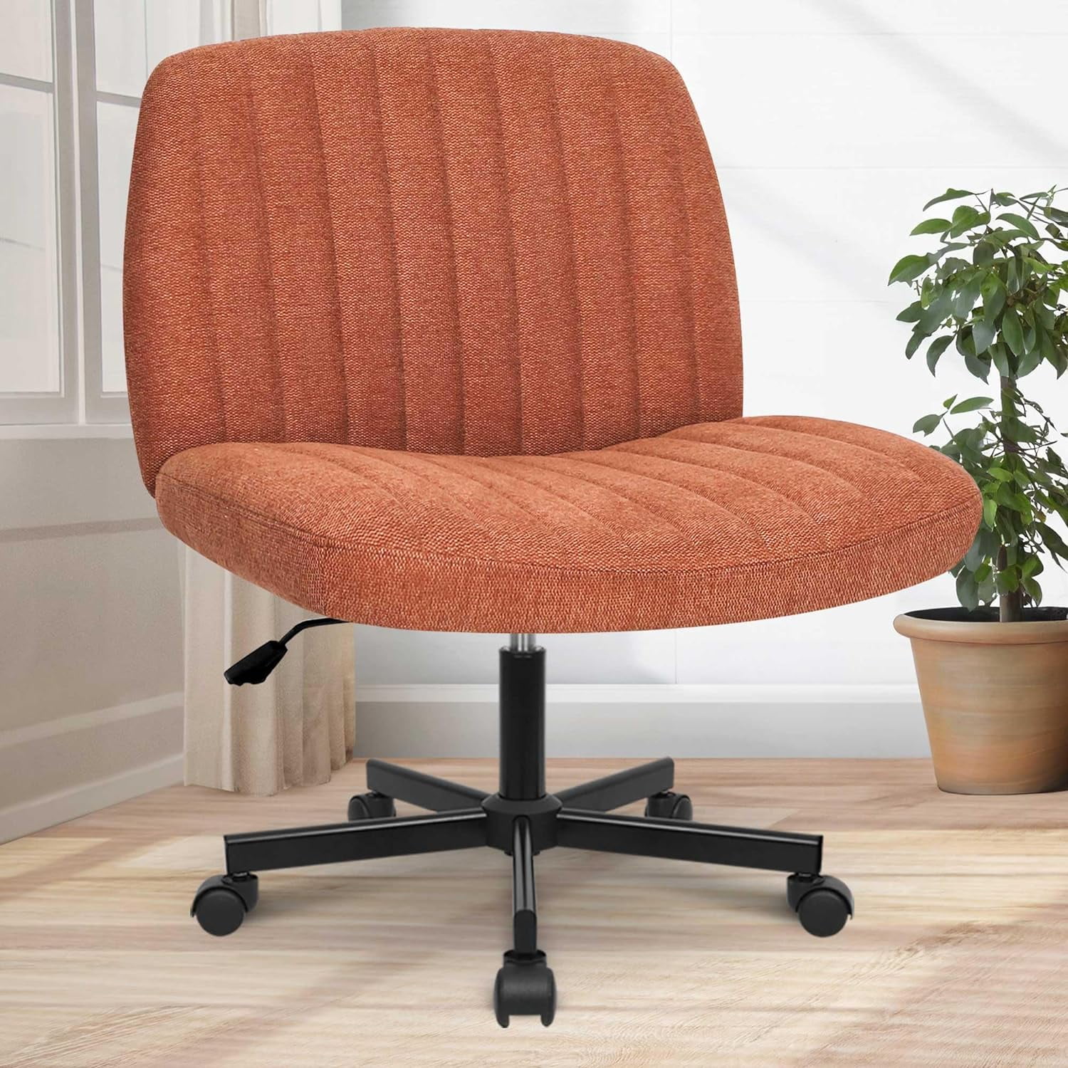 ORANGE FACTORY Criss Cross Legged Home Desk Chair Wide Armless with ...