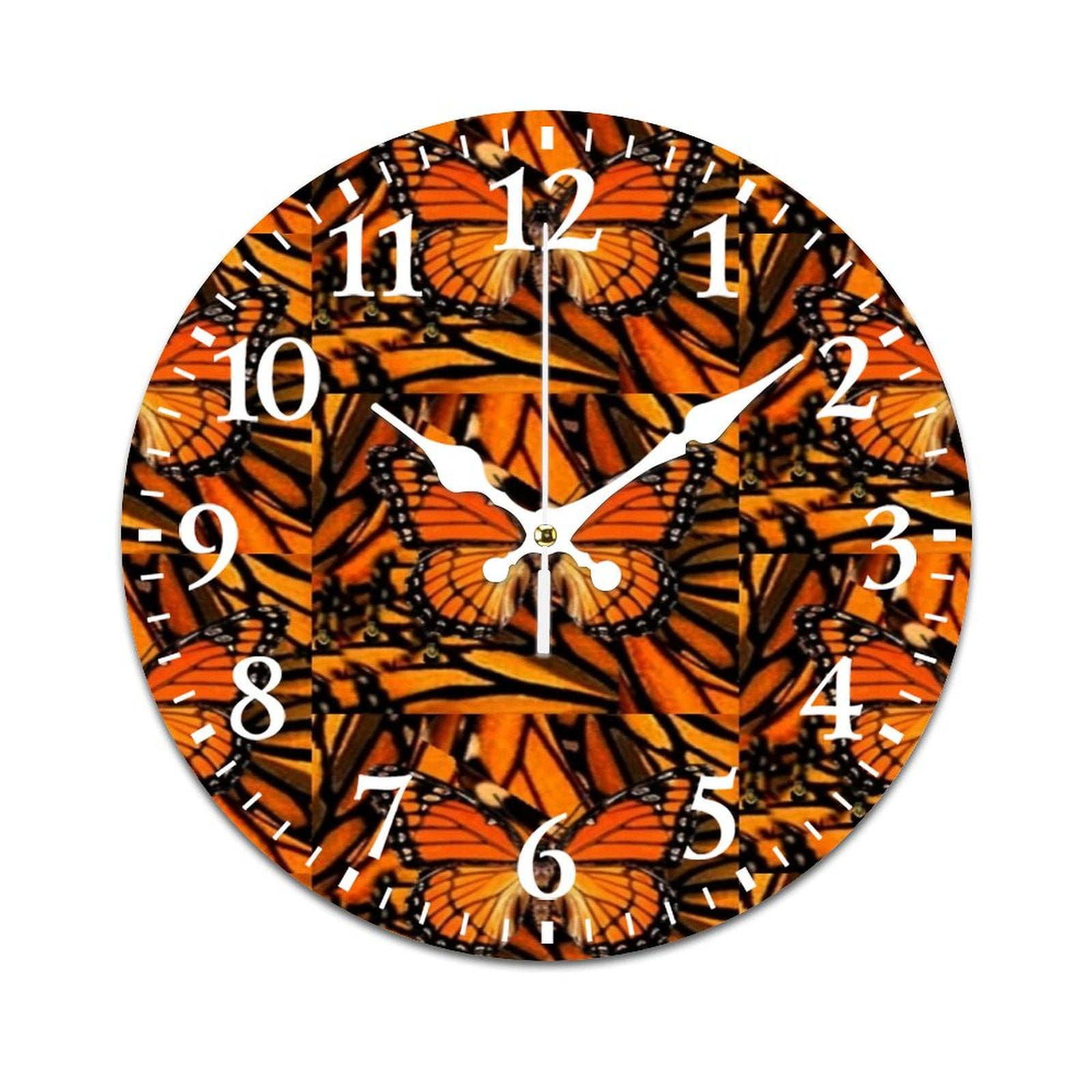 ORANGE MONARCH BUTTERFLY PATTERNED Wall Clock Modern Design Clocks Wall ...