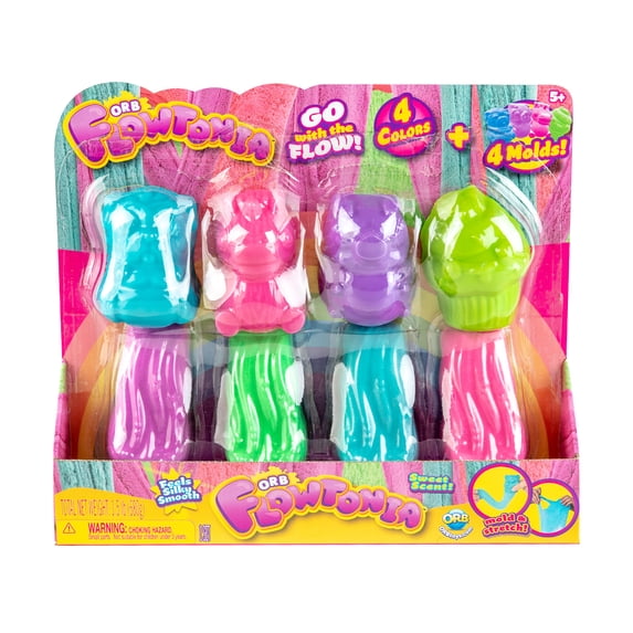 ORB Flowtonia Moldable Slim Slime, 4 Pack, Create Shapes, Stretch ...