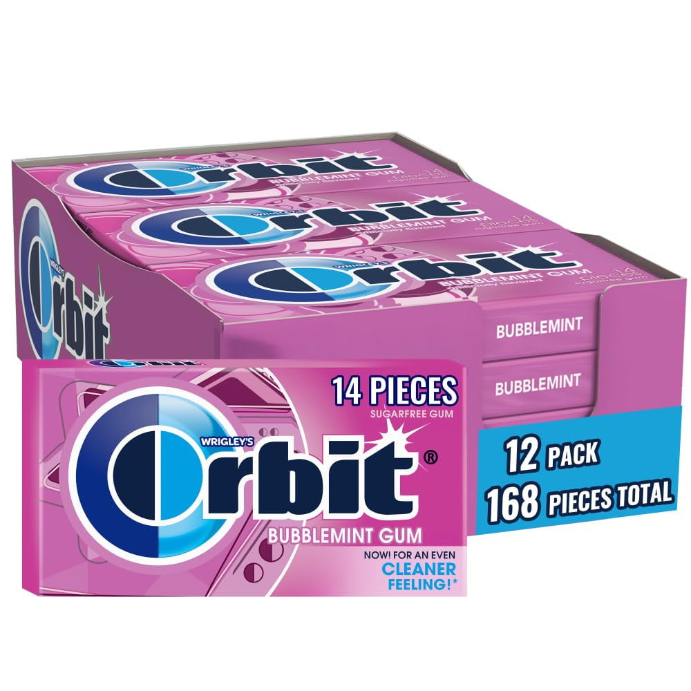 ORBIT Bubblemint Sugar Free AKF18 Individually Wrapped Chewing Gum Mint Bulk Box , 12 Packs of ...