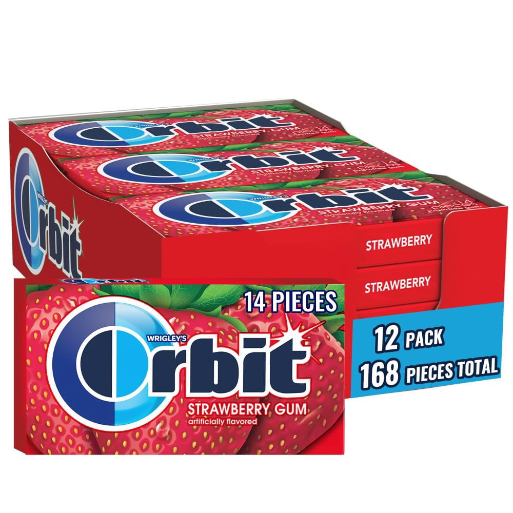 ORBIT Strawberry Sugar Free SAF21 Chewing Gum, 12 Packs of 14-Pieces ...