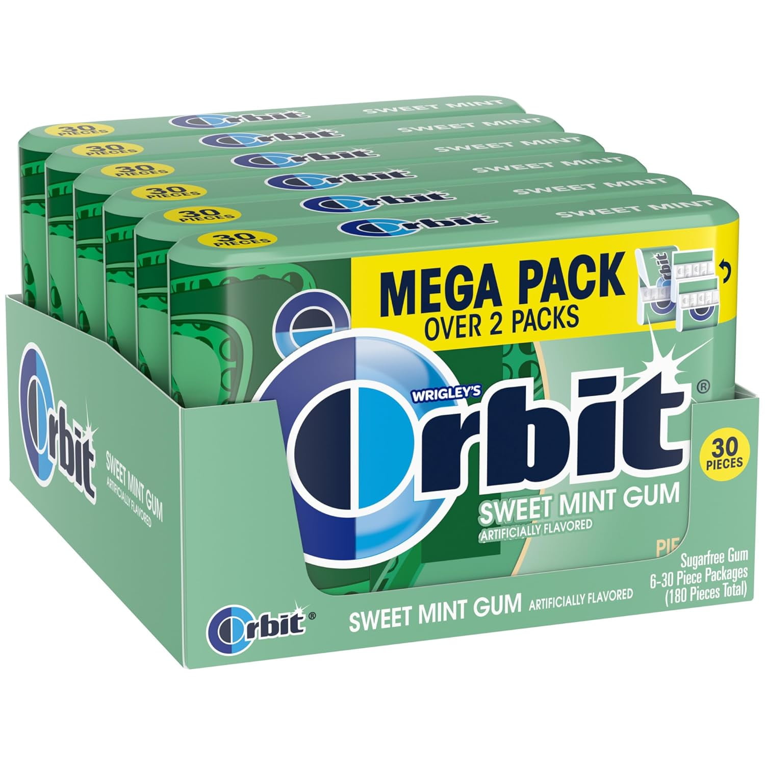 ORBIT Sweet Mint Gum Sugar Free Chewing Gum, 30 Ct Mega Packs (Pack of ...