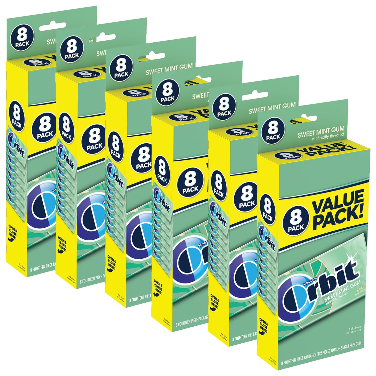 ORBIT Sweetmint Sugarfree Chewing MZF22 Gum Bulk, 8 Packs of 14-Pieces ...