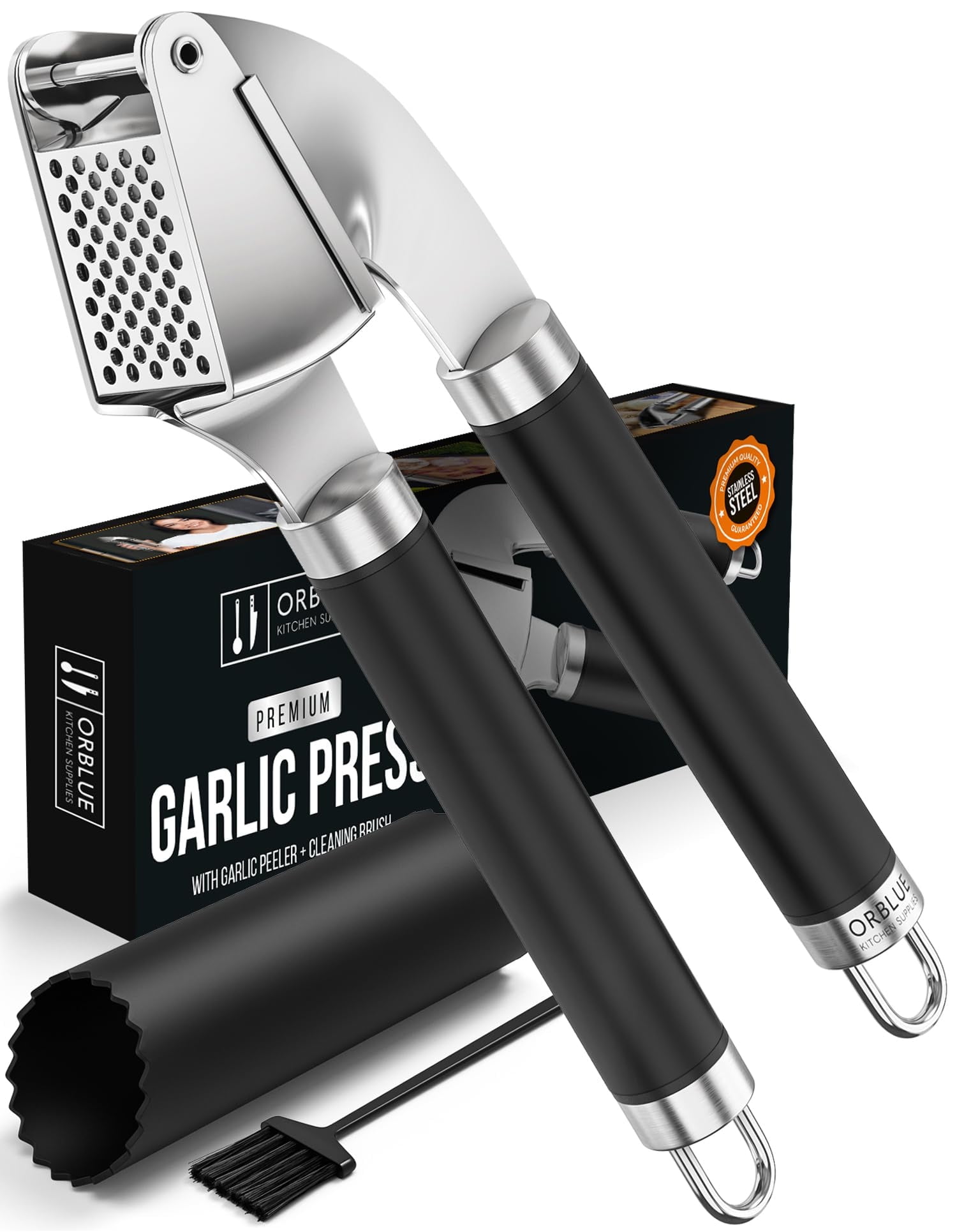 ORBLUE Garlic Press Stainless Steel - Premium Professional Grade Garlic ...
