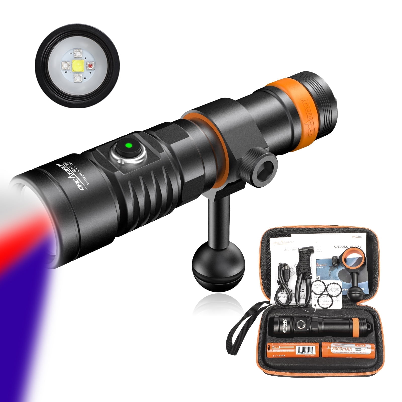 ORCATORCH D710V MK2 Upgraded Tri-Color Underwater Scuba Dive Light ...