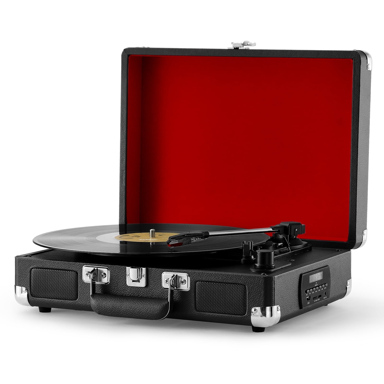 Turntable Record Player Bluetooth RCA Suitcase Portable Belt-Driven 3 ...