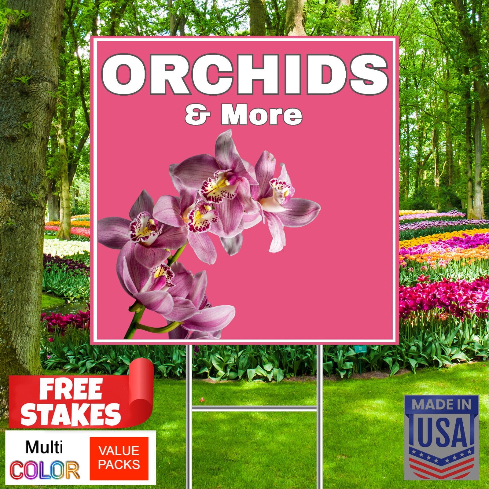 ORCHIDS - Yard Signs - 8 Pack 12x12" – Ready to Use – Includes Stakes ...