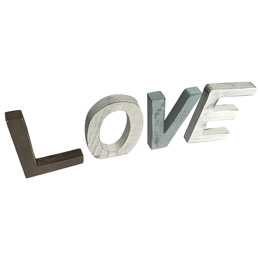 ORDDIART Home Decoration Love Wood Block Sign Rustic Wood Color Letter ...