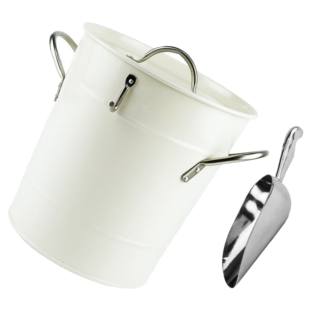 SOPOTUTU Galvanized Iron Ice Bucket with Lid and Scoop, Cooler for Home ...