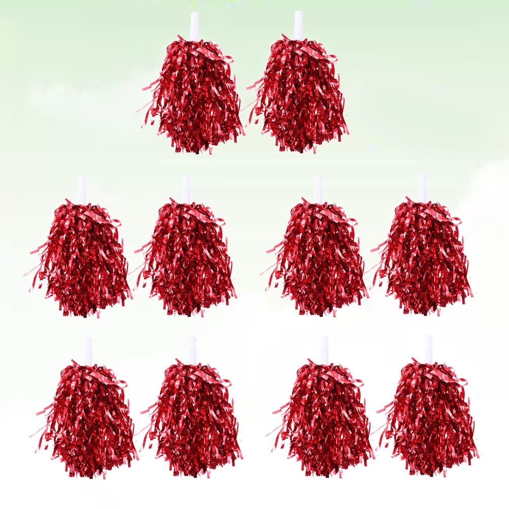 ORDDIART 10 Pcs Cheer Red Plastic Round Cheerleading Poms Spirited Fun ...
