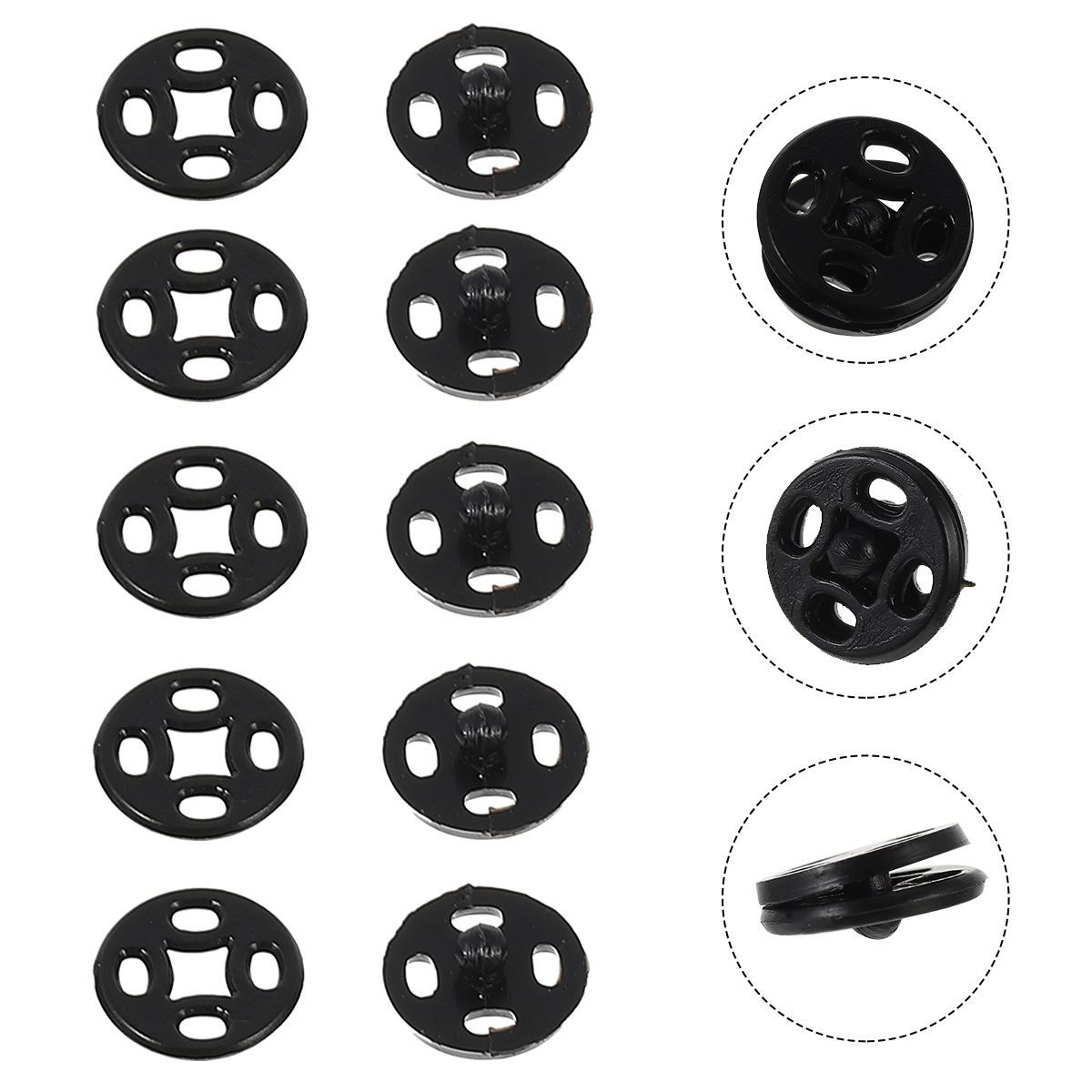 ORDDIART 1000Pcs Round Black Plastic Sewing Snaps for Fabric and ...