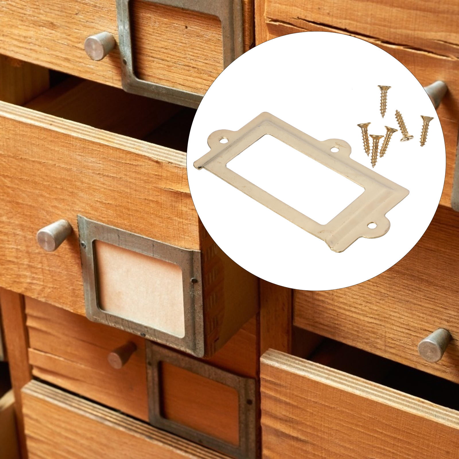 SOPOTUTU 10Pcs Golden Metal Label Holder Frame for Drawer Cabinet Easy ...