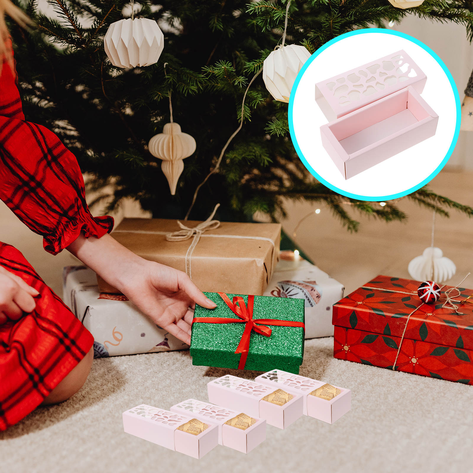 SOPOTUTU Dessert Packing Box Pink Paper with Clear Window for Bakery ...