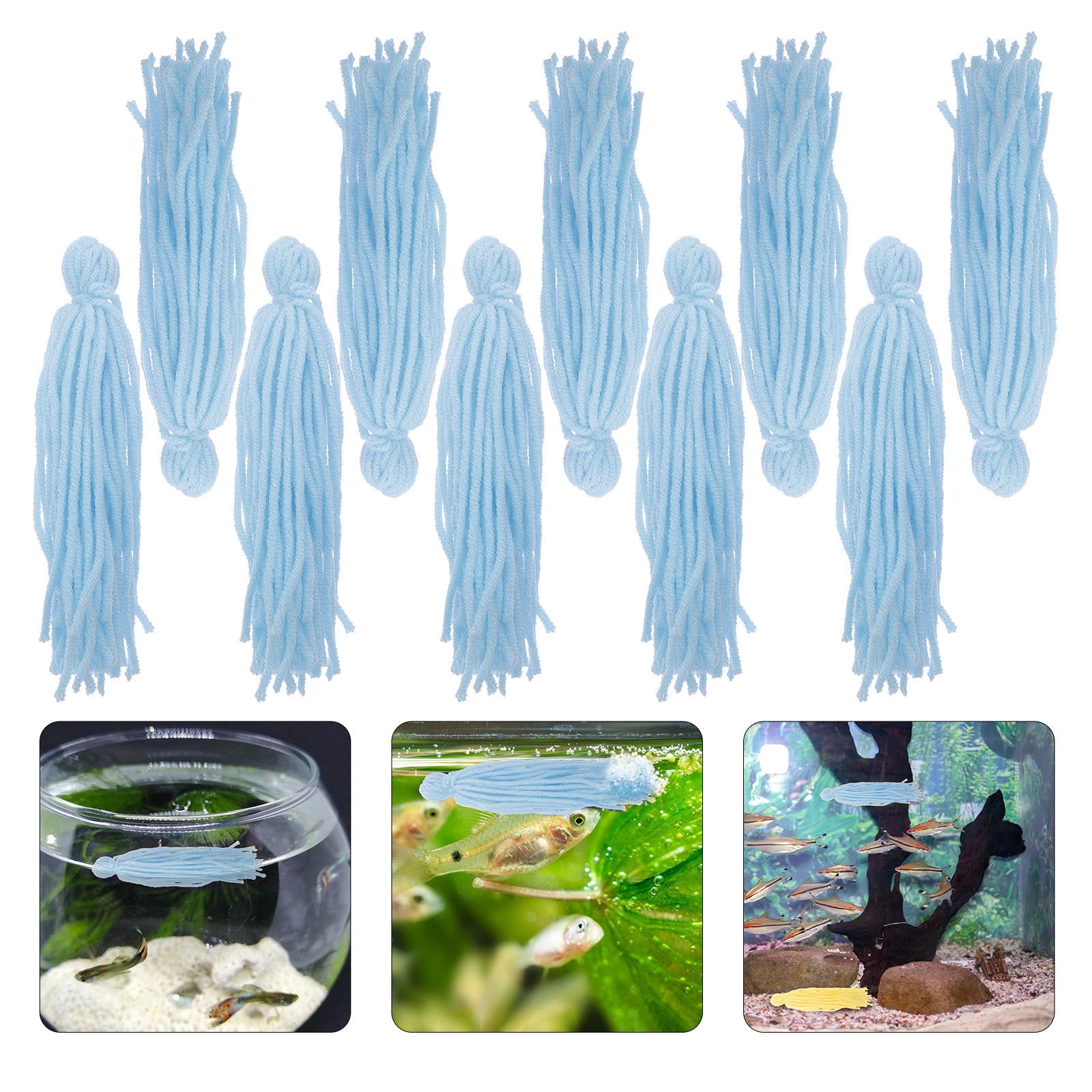 ORDDIART 10Pcs Sky-Blue Woolen Yarn Spawning Mop for Egg Attachment in ...