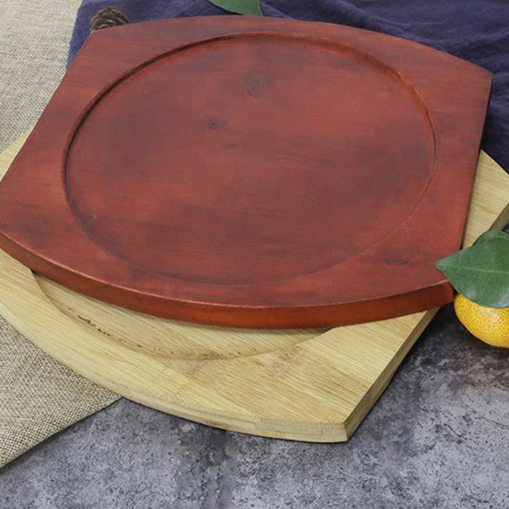 SOPOTUTU Natural Wood Pot Tray with Heat Insulating Surface for Kitchen ...