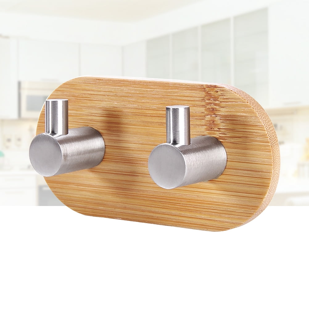 SOPOTUTU Double-Hook Hanger Stainless Steel and Bamboo 1Pack for ...