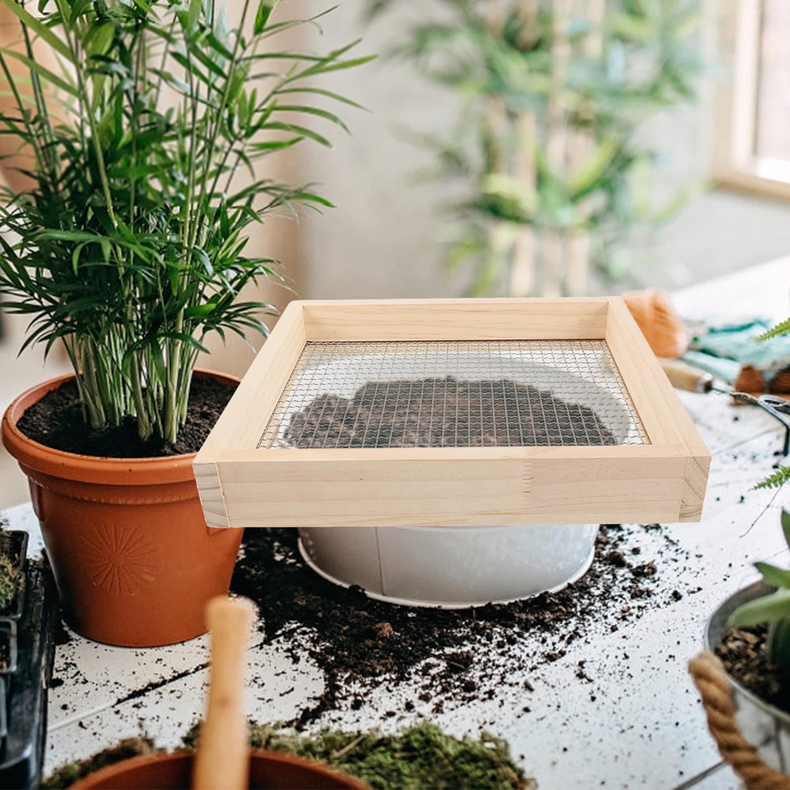 ORDDIART 1Pack Gardening Sieves for Soil Wooden and Iron 12.6x11.4x2in ...