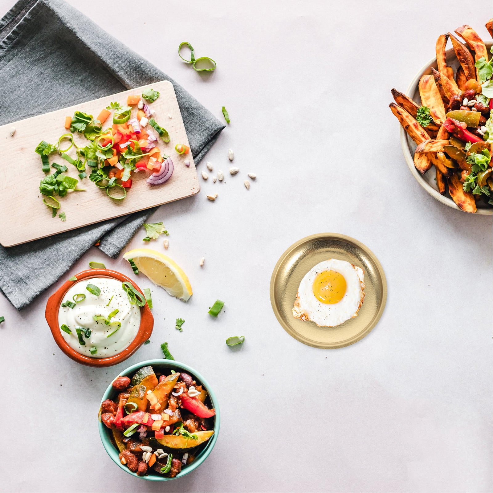 ORDDIART 1Pcs 5.7x5.7x0.47in Round Grilling Platter In Golden Color For ...