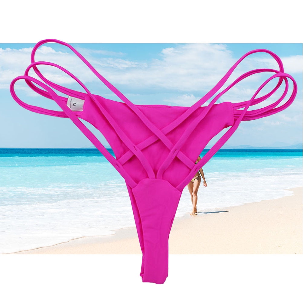 ORDDIART 1Pcs Bikini Thong Swim Bottoms Rose Red for Body Curve ...