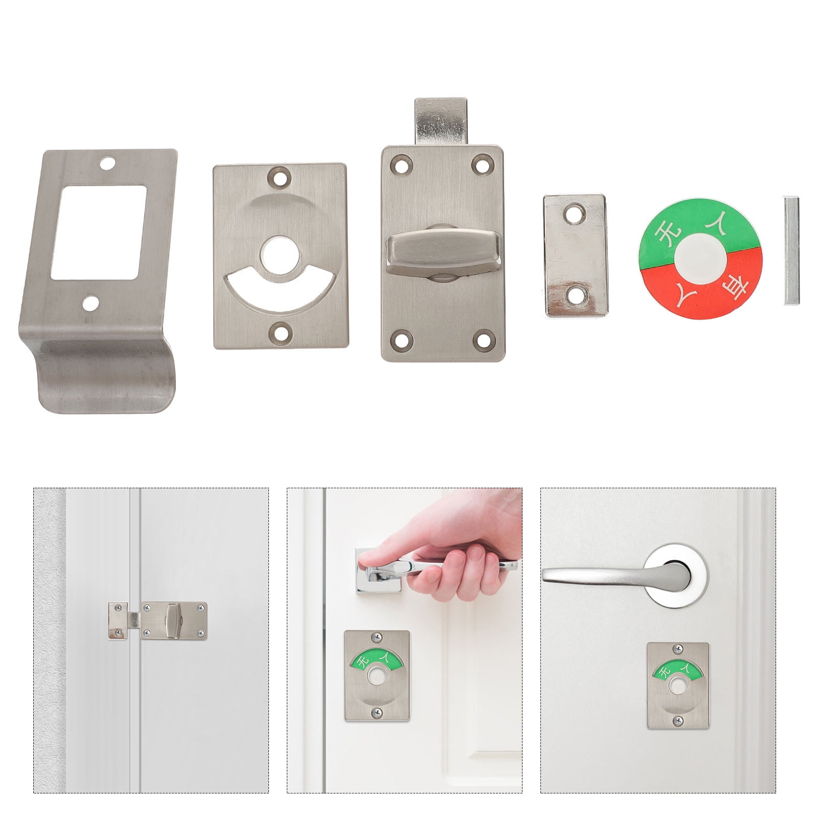 ORDDIART 1Pcs Zinc Alloy Silver Bathroom Stall Door Latch With ...