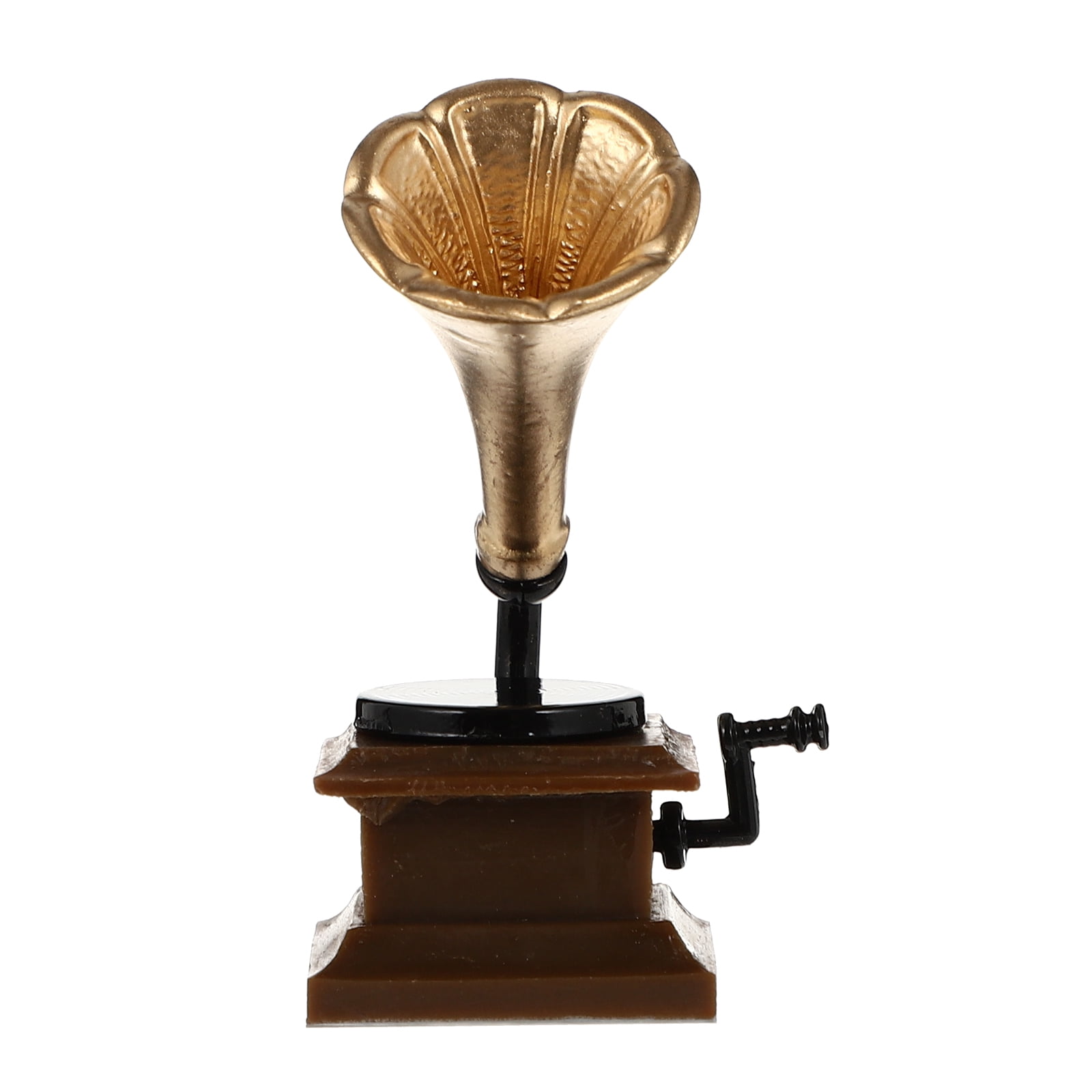 SOPOTUTU Decorative Mini Gramophone Decor Brown Resin Home Ornament for ...