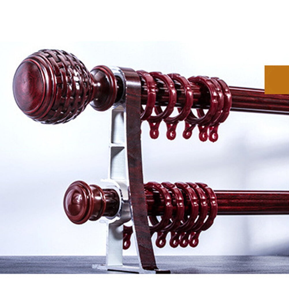 SOPOTUTU Curtain Rod Support Brackets 2PCS Aluminium Alloy Red Wood ...