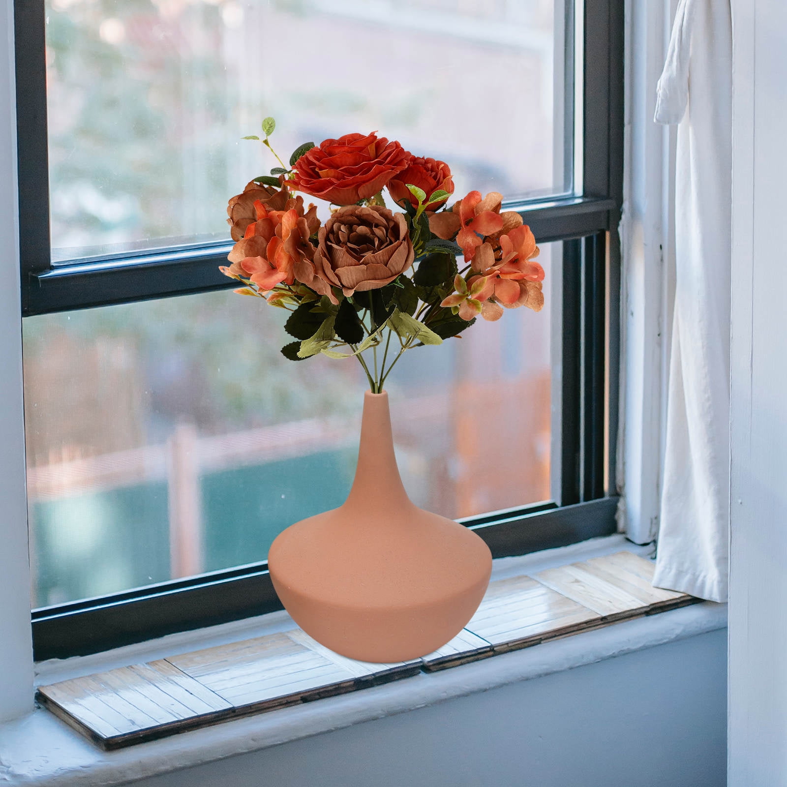 ORDDIART 2Pcs Fake Flower Decoration Orange Plastic Realistic Design ...