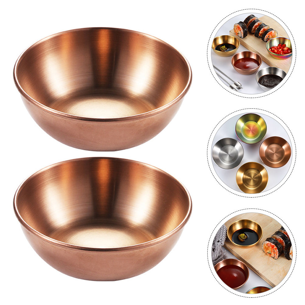 ORDDIART 2Pcs Golden Round Sauce Dishes For Dipping Small Sauce Dish ...