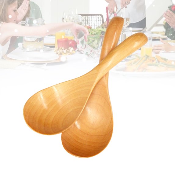 ORDDIART 2Pcs Non Stick Rice Spoon Beige Wood Stirring Serving Tasting ...