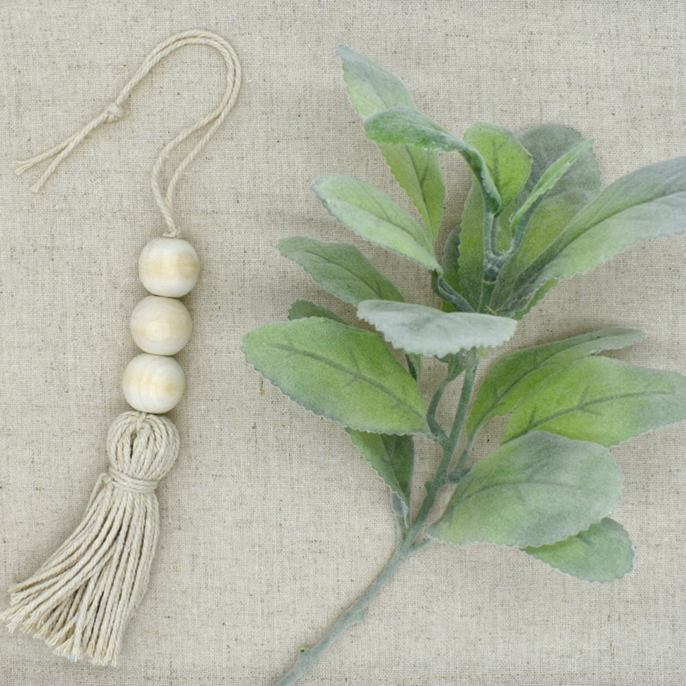 ORDDIART 2Set Cotton Tassel Beads Decor Hanging with Wood Material for ...