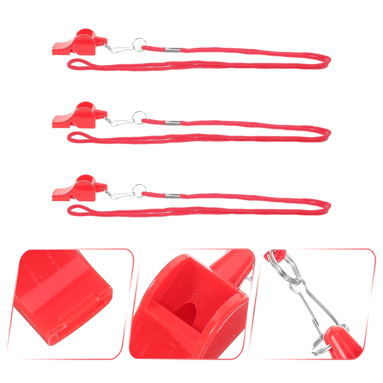 ORDDIART 3Pcs Red ABS Nylon Round Whistle for Hiking Referees with ...