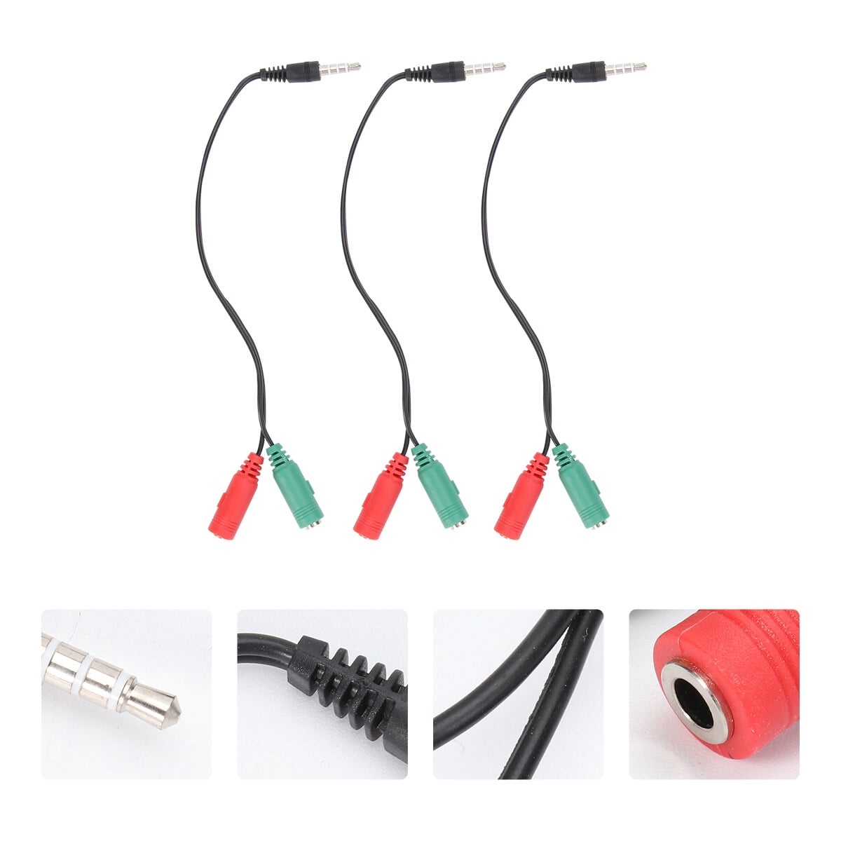 ORDDIART 3Pcs Stereo Headset Adapter Mic and Audio Splitter For Tech ...