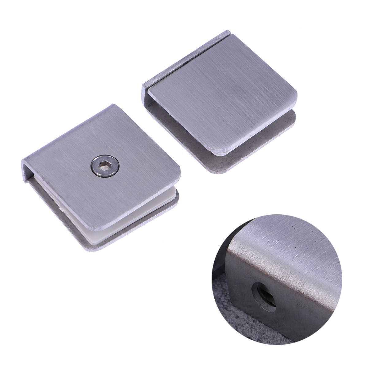 ORDDIART 4Pcs 1.7x1.7x0.6in Satin-finished Stainless Steel Square Glass ...